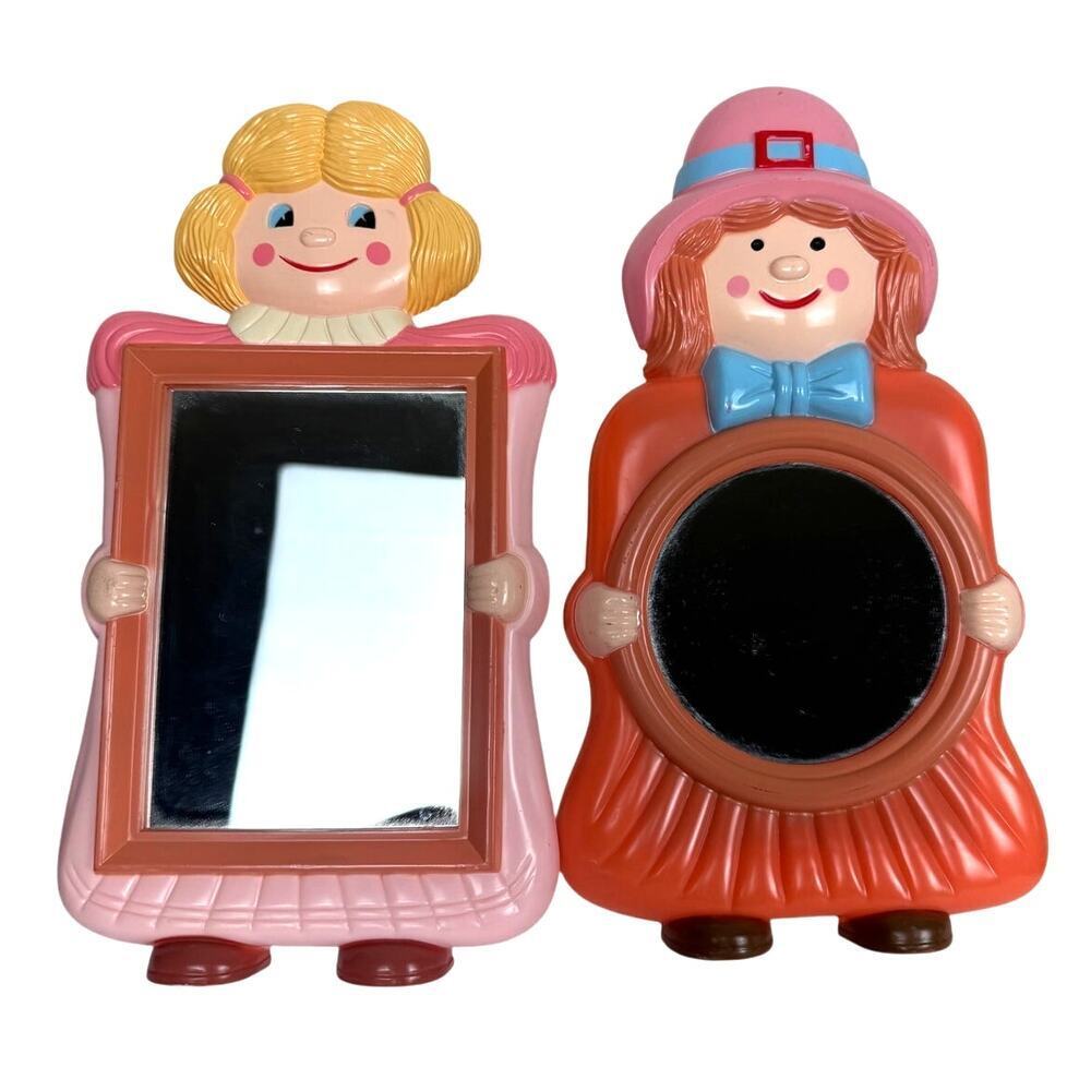 2 Vintage Rare 1986 Kiddy Plastic Doll Mirror With St… - Gem
